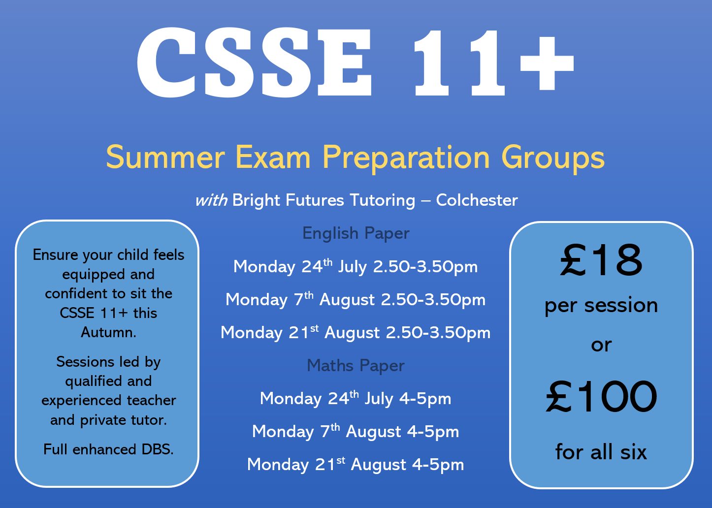 CSSE 11 plus – Bright futures tutoring – Colchester